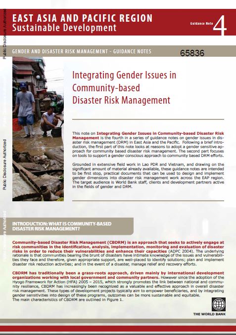 Integrating Gender Issues in Community-Based Disaster Risk Management ...
