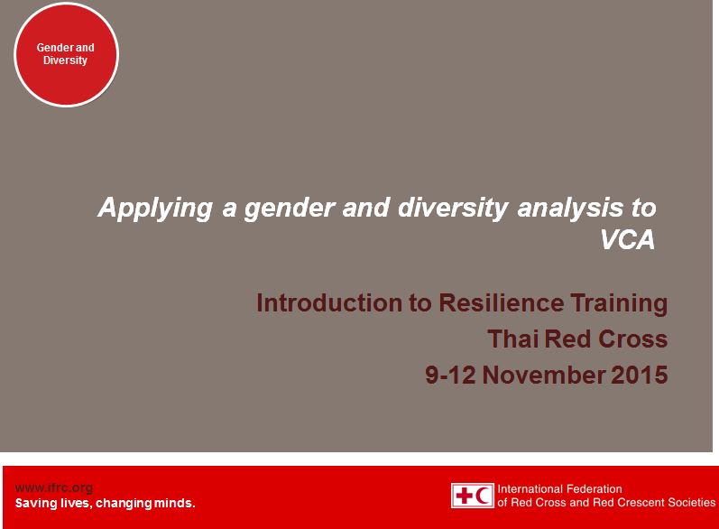 Gender And Diversity Sensitive Approach To Vca Tools Resilience Library