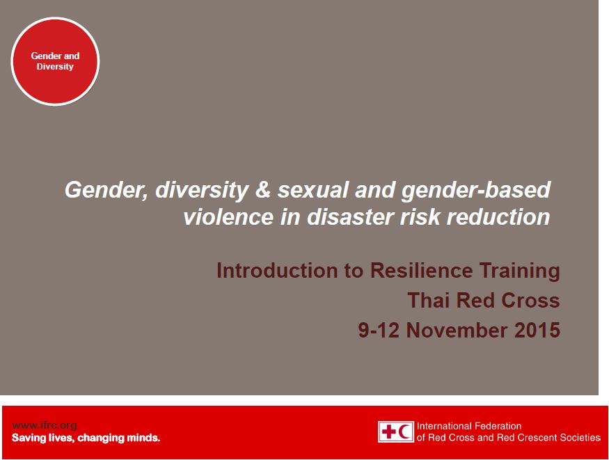 Gender, diversity and sexual and gender based violence in disaster risk ...