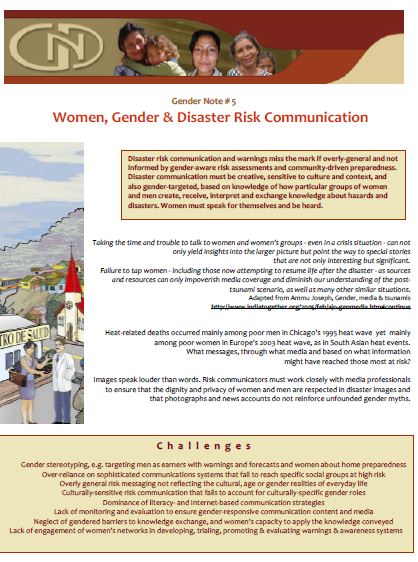 Women, Gender and Disaster Risk Communication | Resilience Library