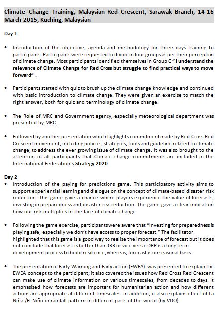Climate Change Adaptation Training Kuching 2015 | Resilience Library