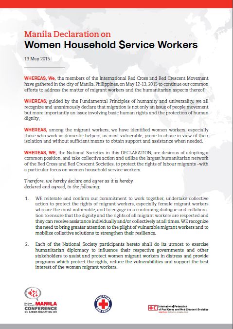 Manila Declaration on Women Household Service Workers | Resilience Library