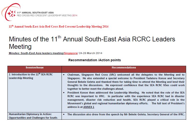 11th South-East Asia Red Cross Red Crescent Leadership Meeting ...