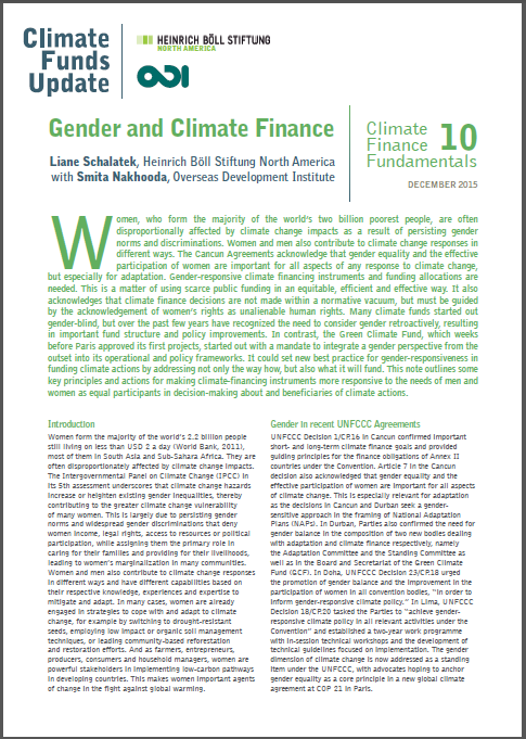 Gender and Climate Finance | Resilience Library