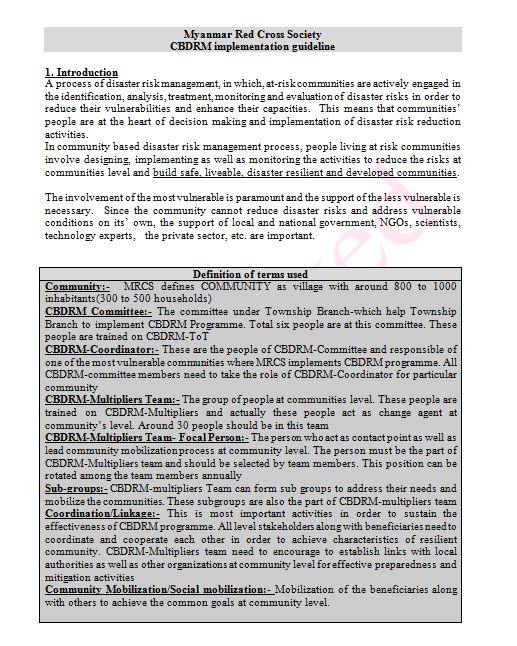 CBDRM Implementation Guideline | Resilience Library