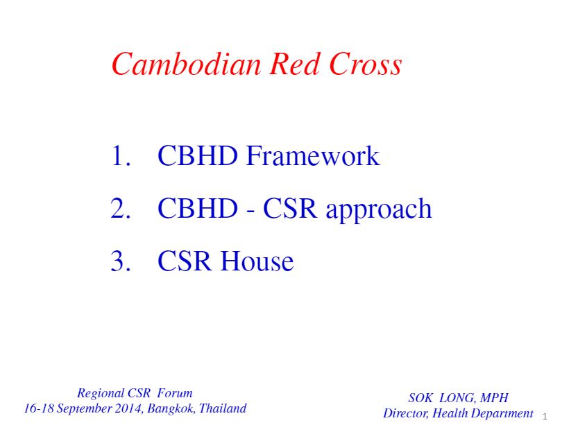 Community Based Health Development Programmes (CBHD by Cambodian RC ...