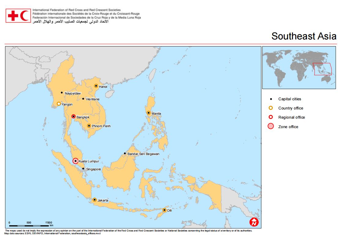 A map of IFRC offices across Southeast Asia – Maps | Resilience Library