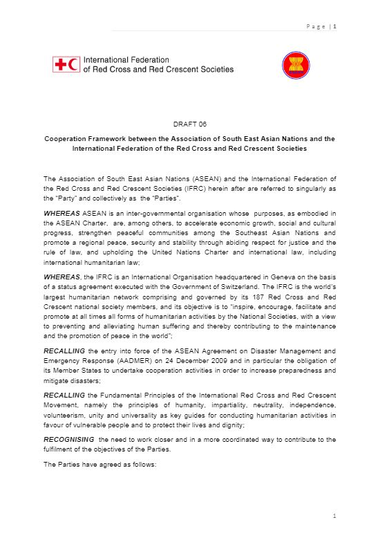 Cooperation Framework between IFRC and ASEAN DRAFT | Resilience Library