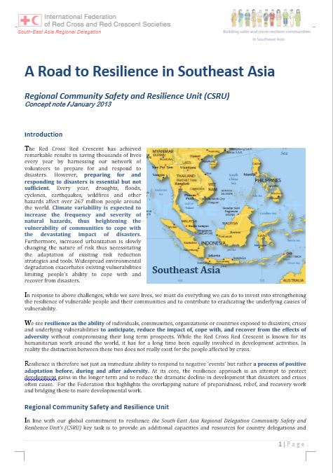 Community Safety and Resilience Unit Concept Note | Resilience Library