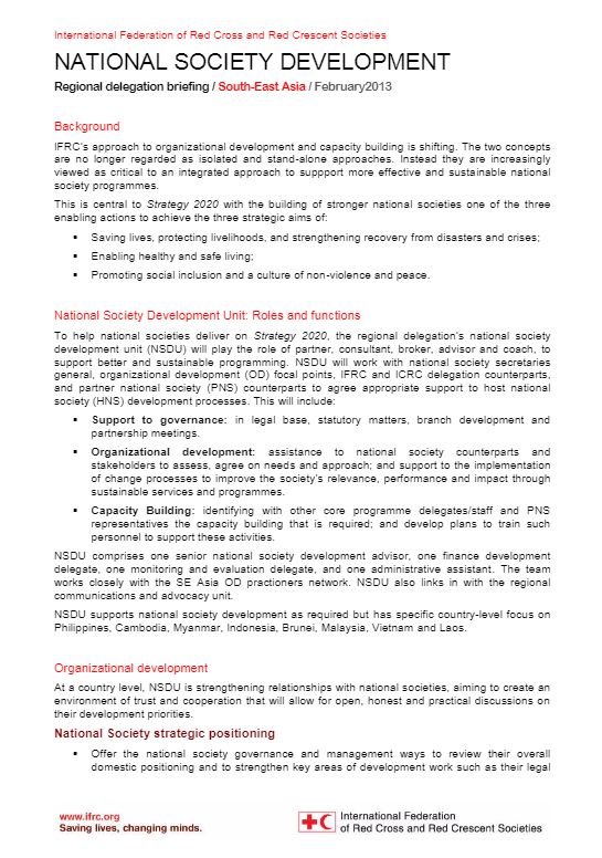 National Society Development Concept Note | Resilience Library