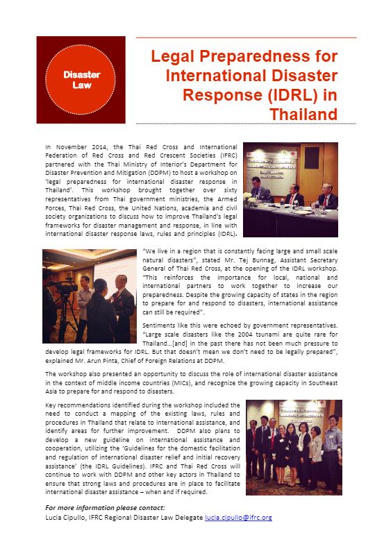 International Disaster Response Law (IDRL) in Thailand Snapshot ...