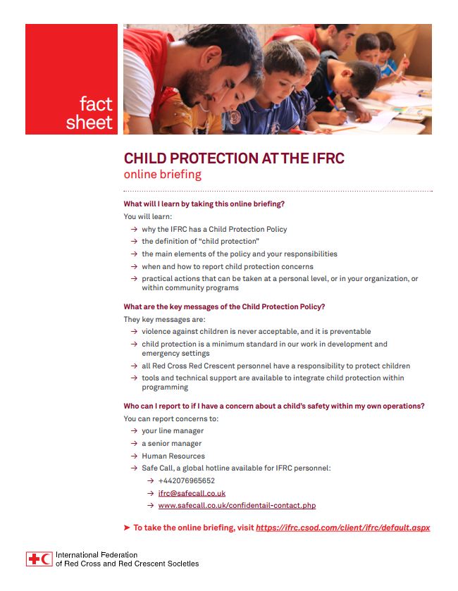 IFRC: Child protection at the IFRC online briefing – Fact sheet ...