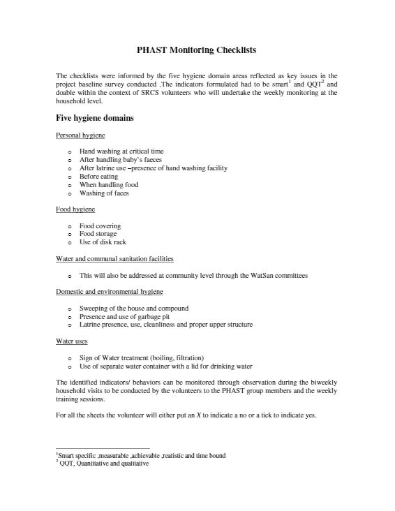 PHAST Monitoring Checklist | Resilience Library PHAST Monitoring Checklist | Resilience Library