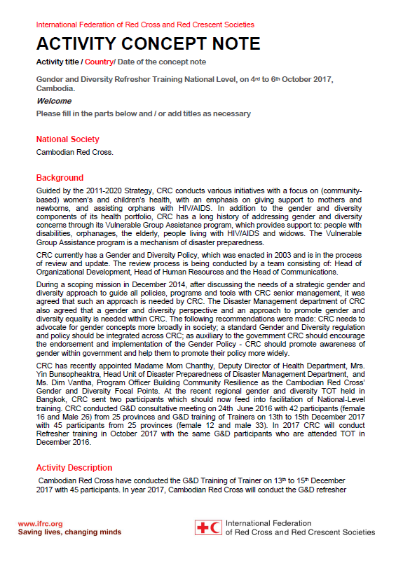 Concept Note Gender And Diversity Refresher Training National Level