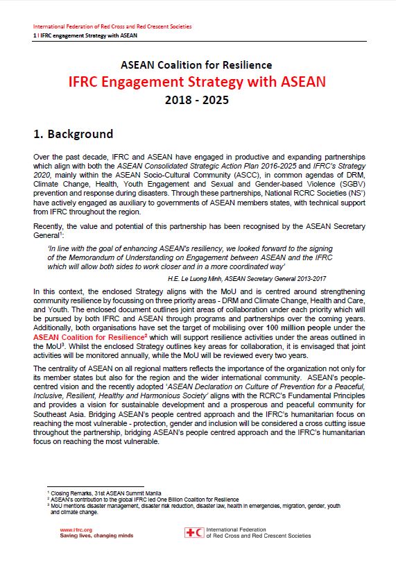 IFRC Engagement Strategy With ASEAN 2018-2025 | Resilience Library